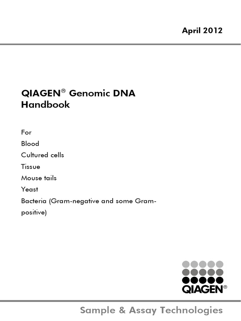 QIAGEN Genomic DNA Handbook April 20121 PDF | PDF | Protein ...