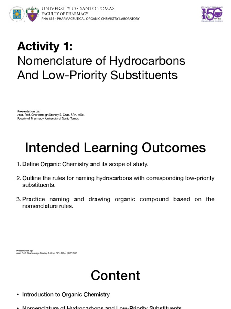 Systematic Naming of Hydrocarbons and Functional Groups: A Guide to ...