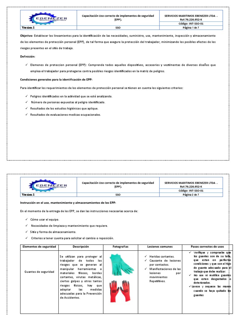 Instructivo Uso Correcto de Epp | PDF