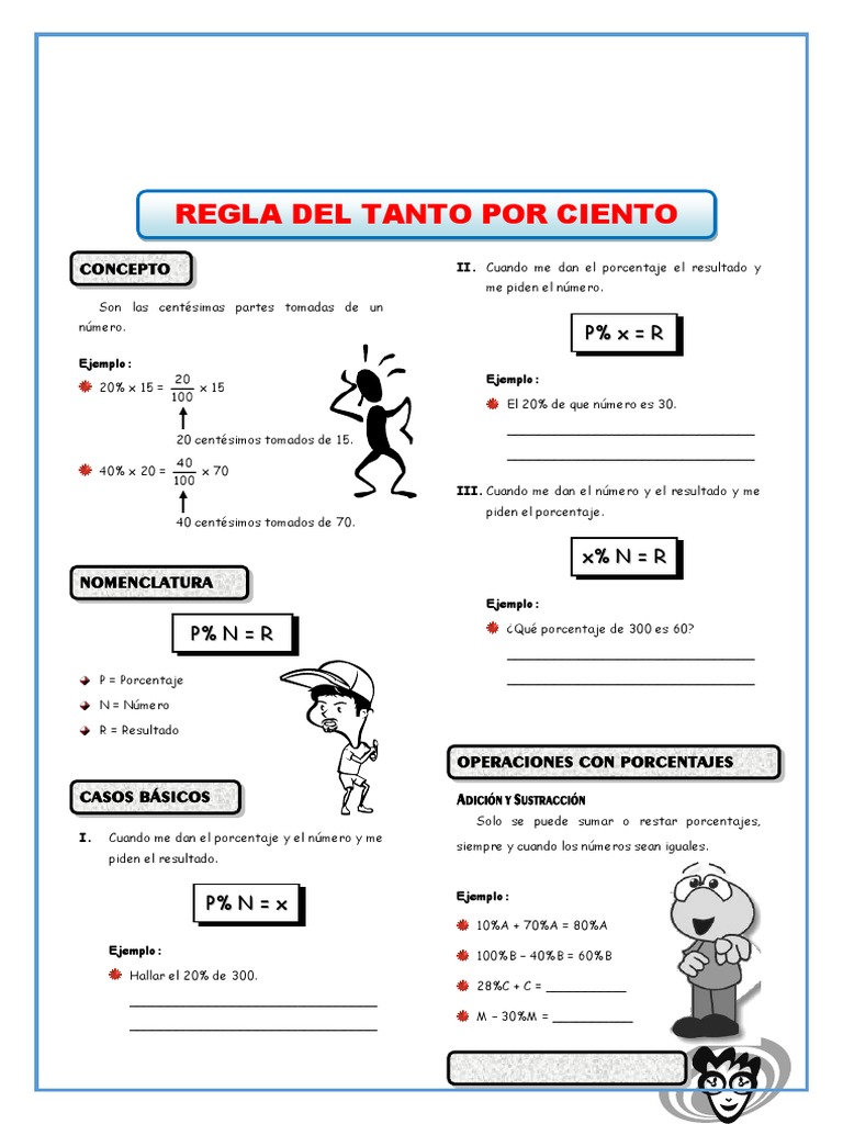Regla Del Tanto Por Ciento para Segundo de Secundaria PDF | PDF