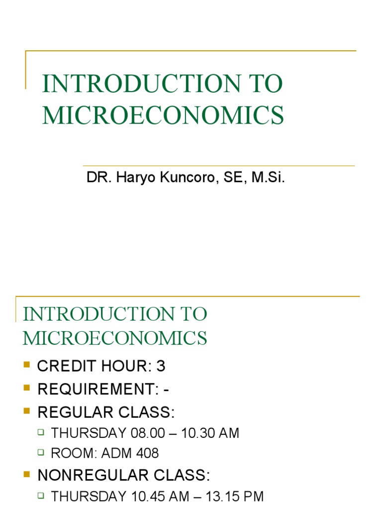 Introduction To Microeconomics | PDF