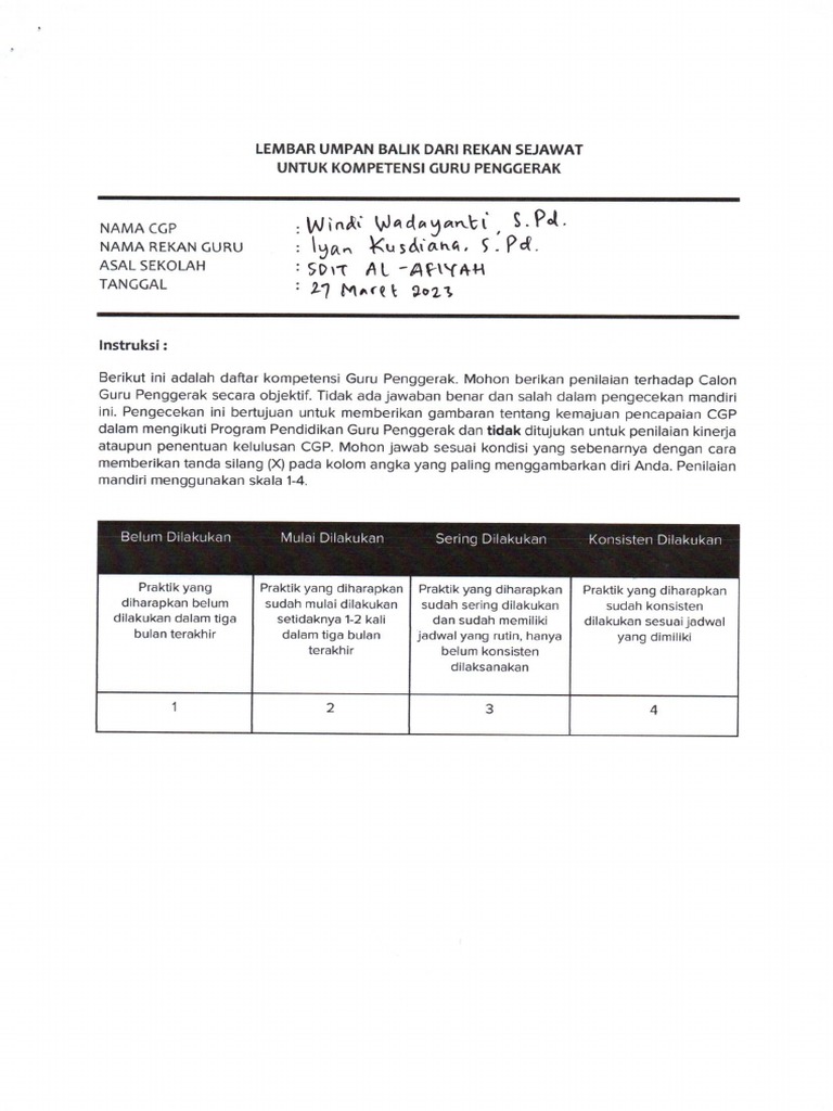 Penilaian Dari Rekan Sejawat PDF | PDF