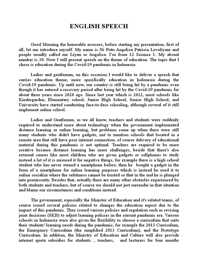 English Speech Script PDF | PDF | Educational Technology | Curriculum