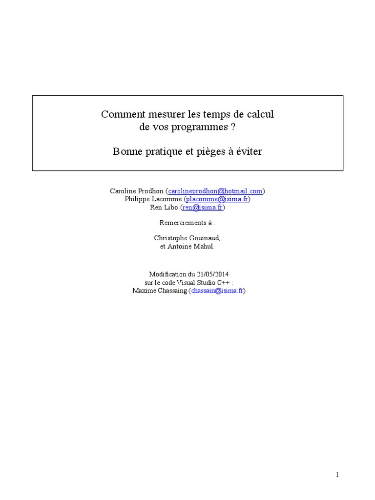 Comment Calculer Le Temps de Calcul de Vos Programmes | PDF | Programme ...