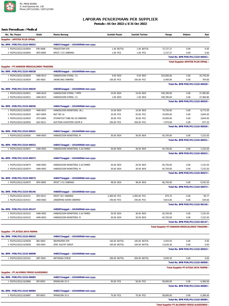 Purchase Order Receive | PDF