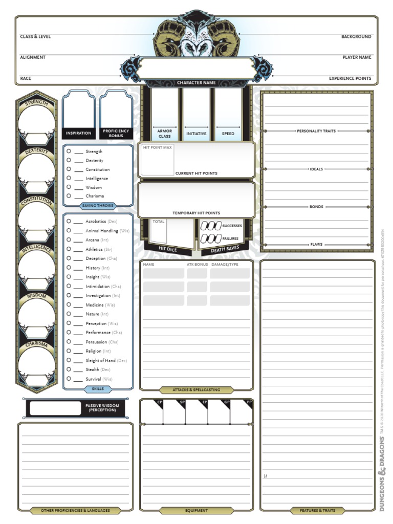 DND Icewind Dale Sheet - Basic Fillable PDF | PDF | Role Playing ...