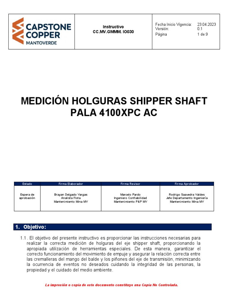 Instructivo Medicion Shipper Shaft PALA 4100XPC AC | PDF