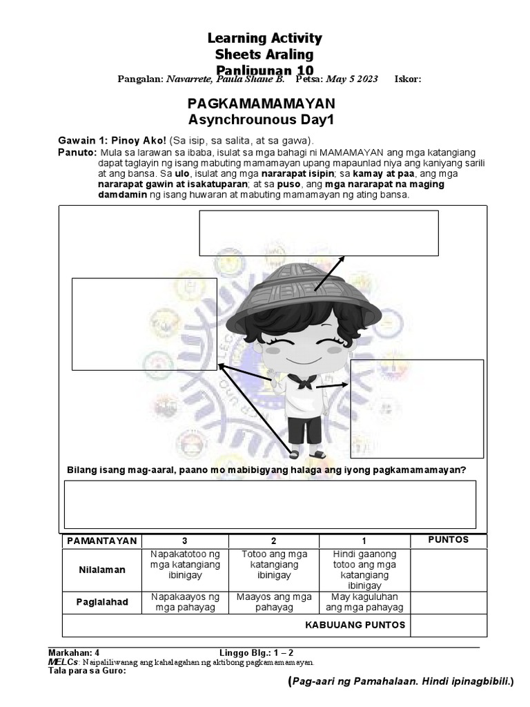 Ap 10 Q4 Las 1 Rtp Asynchronous Day 1 And 2 Pdf