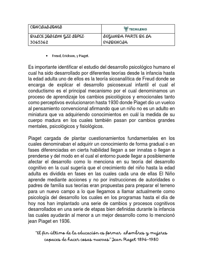 Freud Piaget Erikson Libro Psico PDF | PDF
