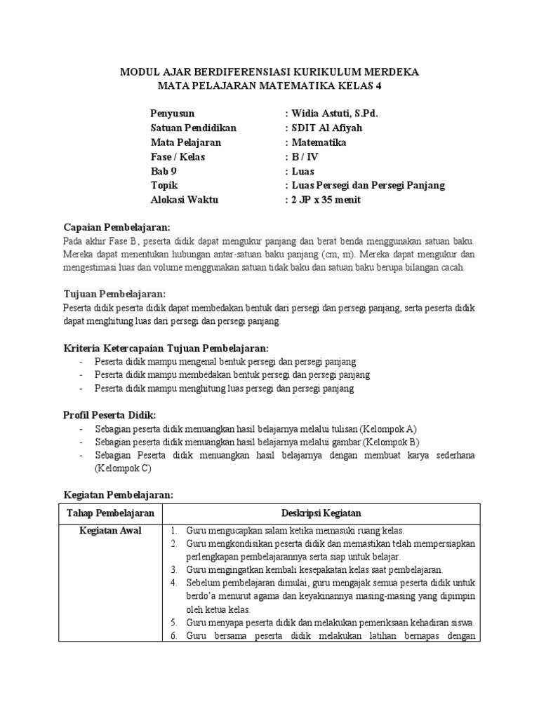 Modul Ajar Berdiferensiasi | PDF