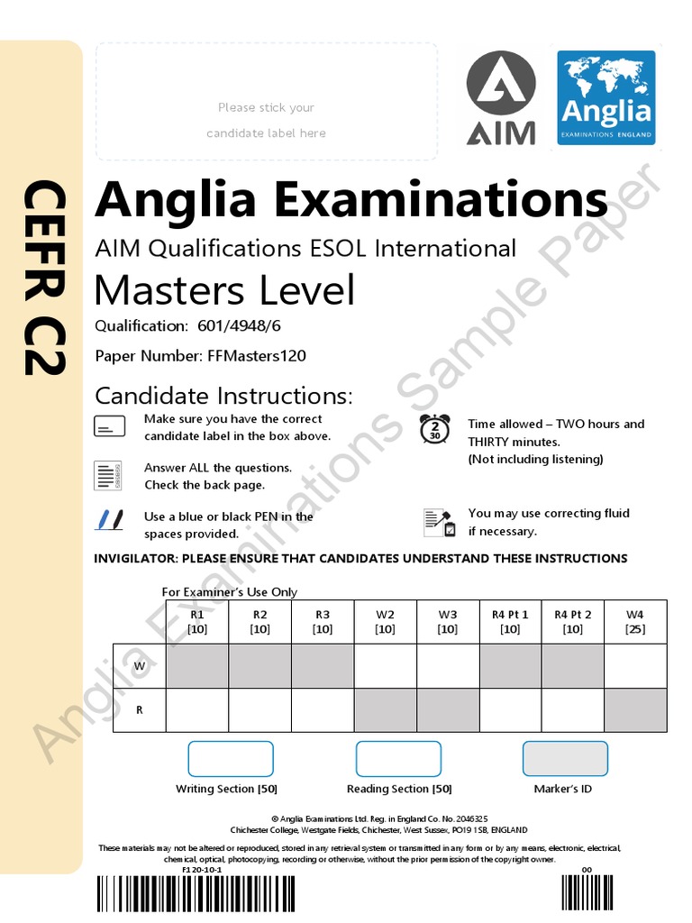 Masters Exam Template FF120 | PDF | Montessori Education