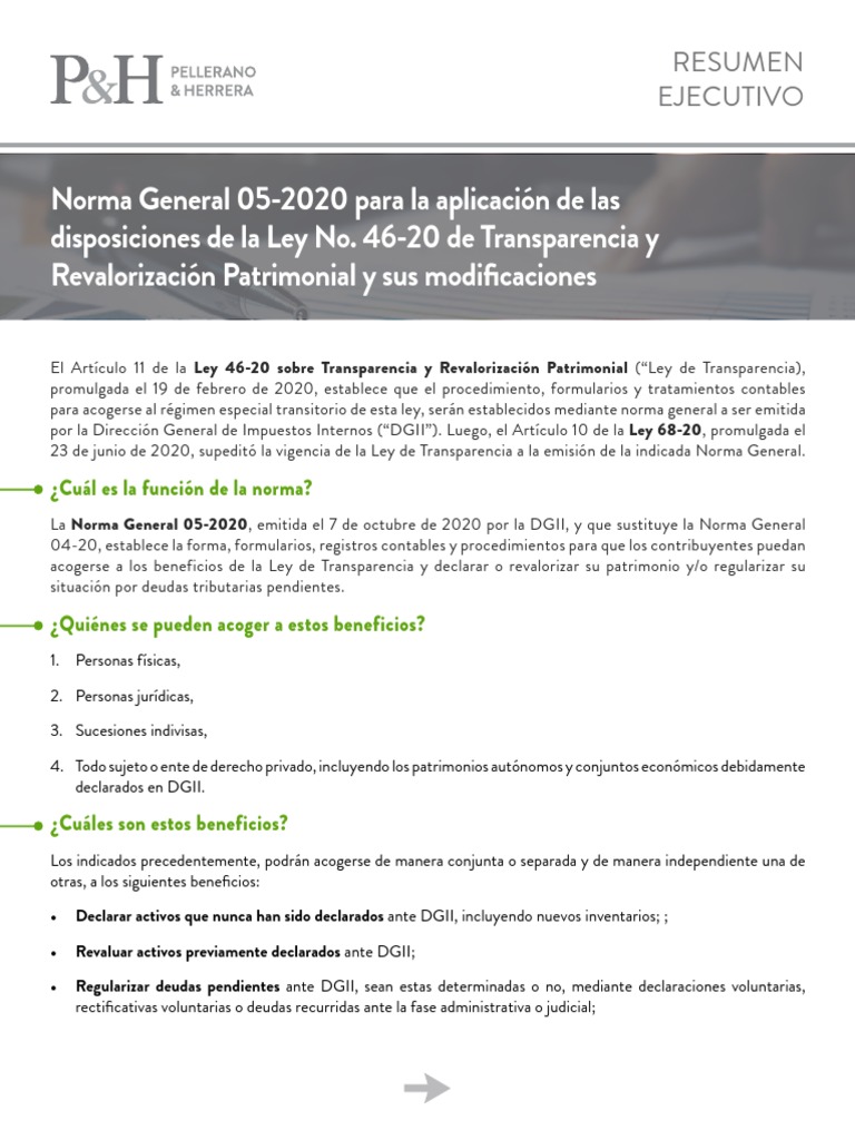 Resumen Ejejcutivo Norma 05-20 PDF | PDF