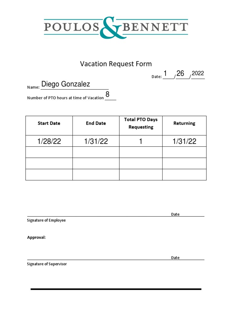 Vacation Request Form-Fill in PDF | PDF
