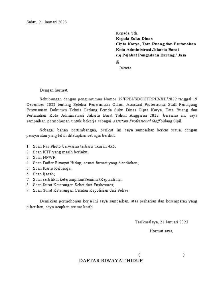 Contoh Surat - PENGUMUMAN LOWONGAN KERJA Pengadaan APS 2023 | PDF