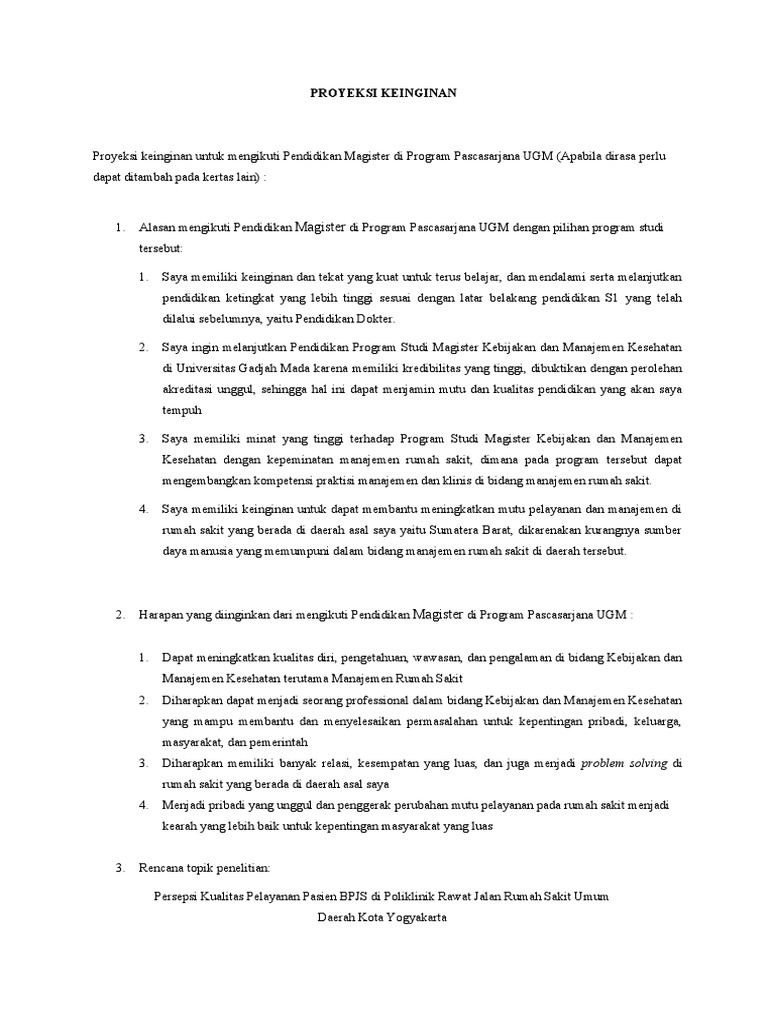 2020 Form Proyeksi Keinginan Magister | PDF