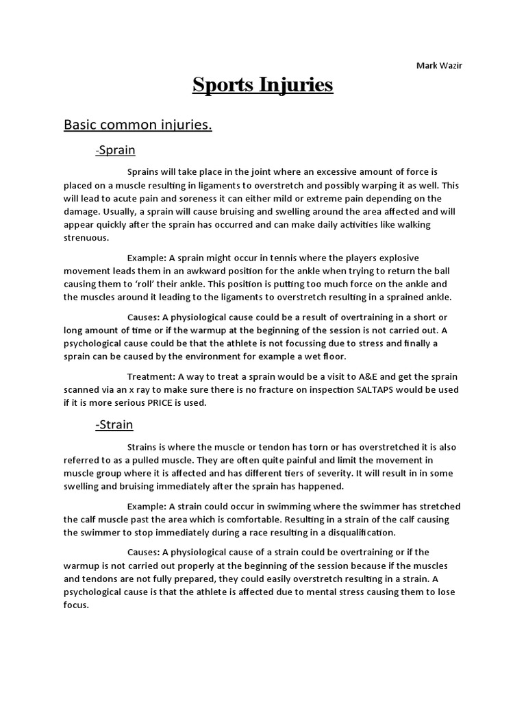 Comprehensive Guide to Common Sports Injuries: Causes, Examples ...