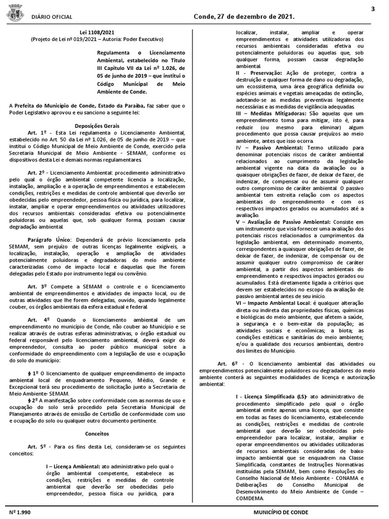 Lei N 1108 - Lei Do Licenciamento de Conde-3-40 | PDF