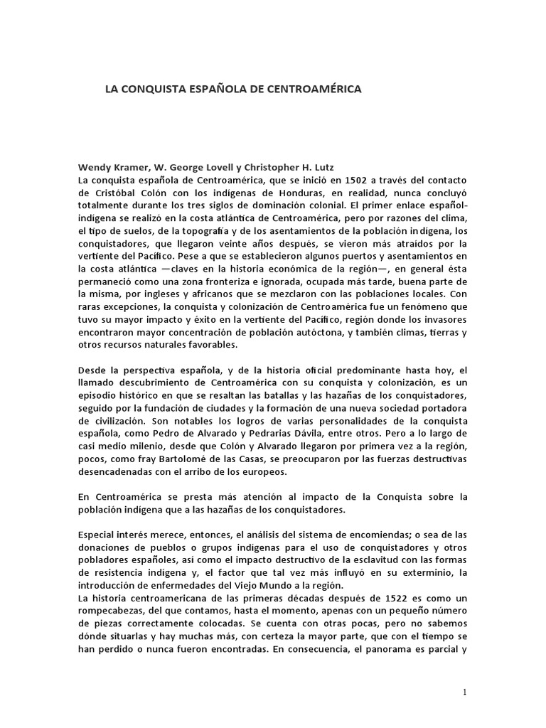 La Conquista Española De Centroamérica Pdf