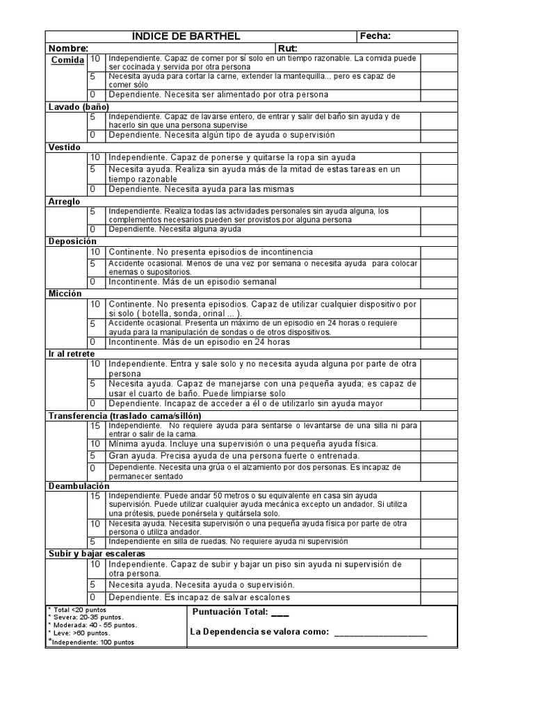 Indice Barthel | PDF