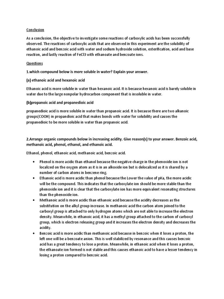 question and conclusion lab 7 chm.docx | PDF