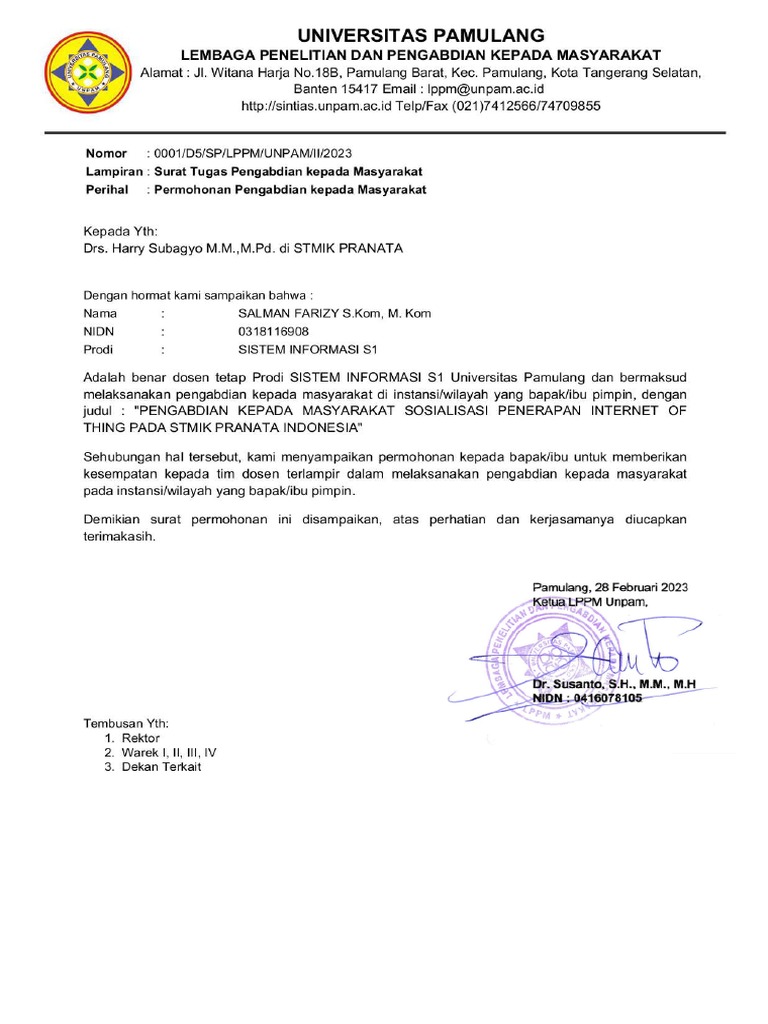 Contoh Surat Permohonan PKM | PDF