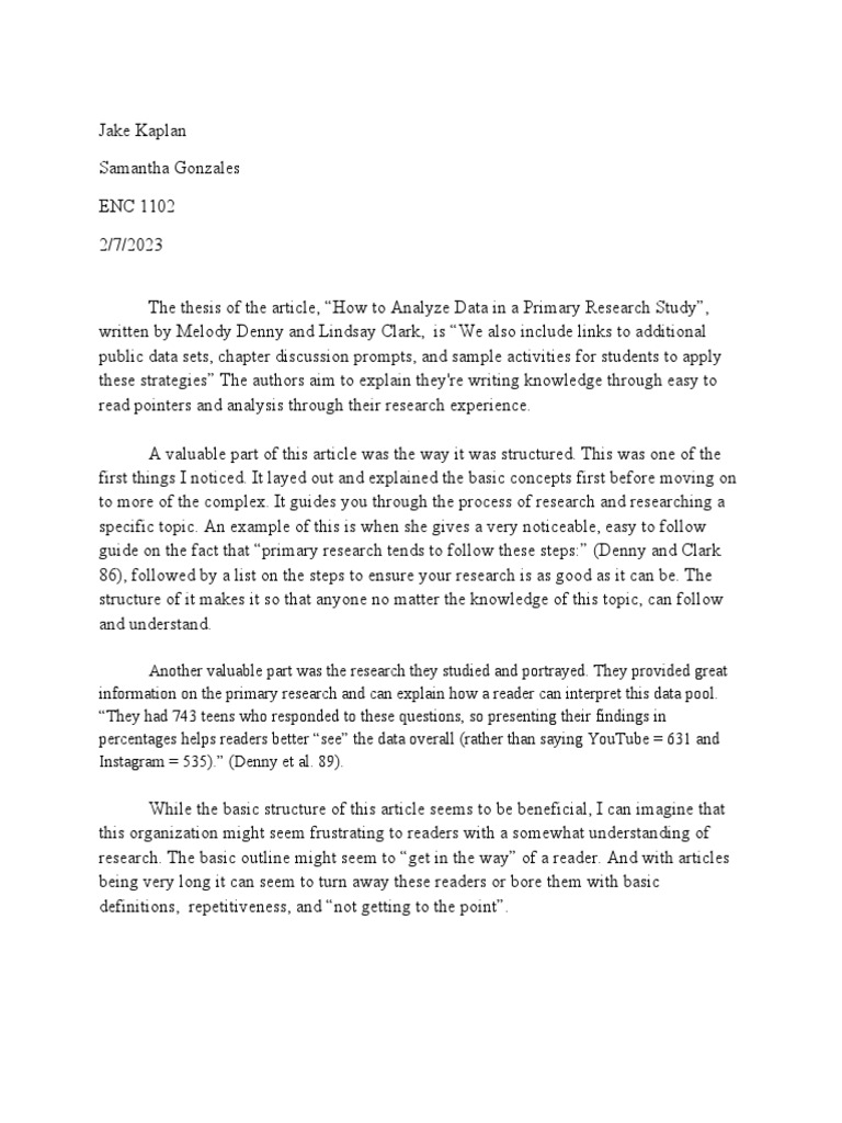 Analyzing Primary Research Effectively | PDF