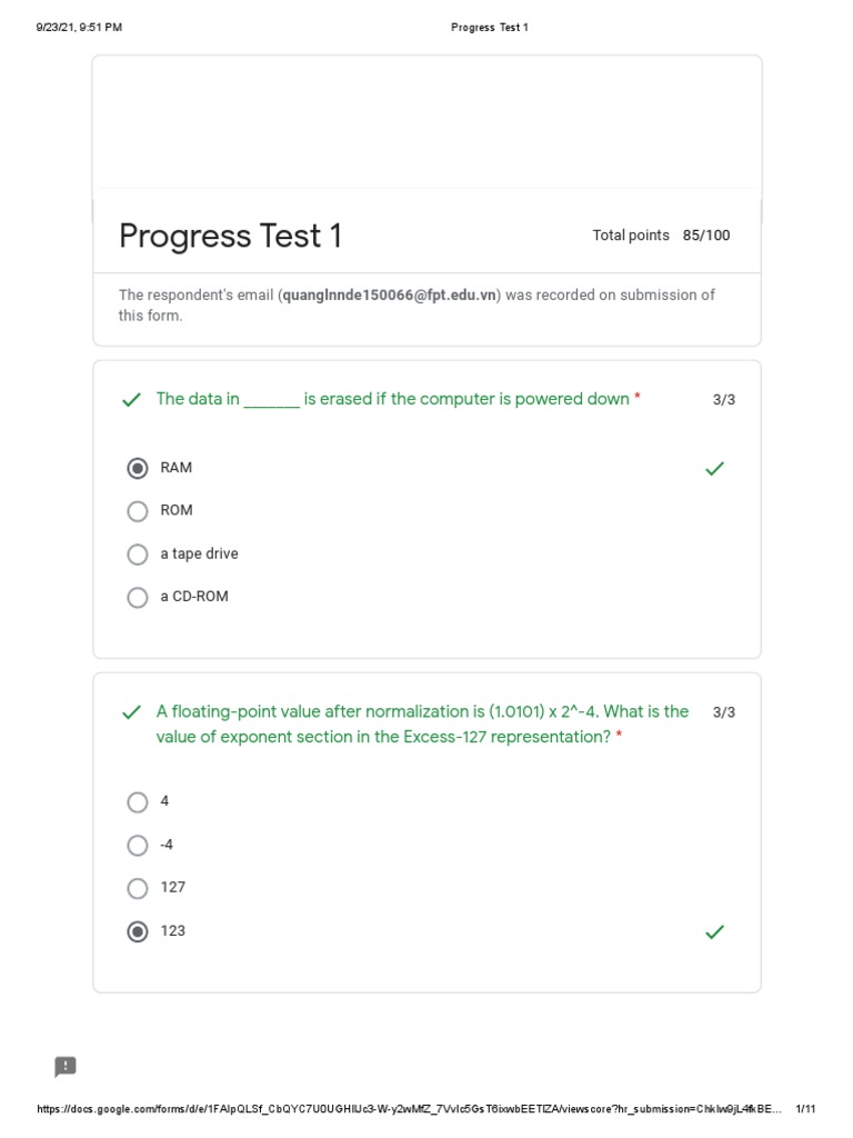 Progress Test 1 PDF | PDF