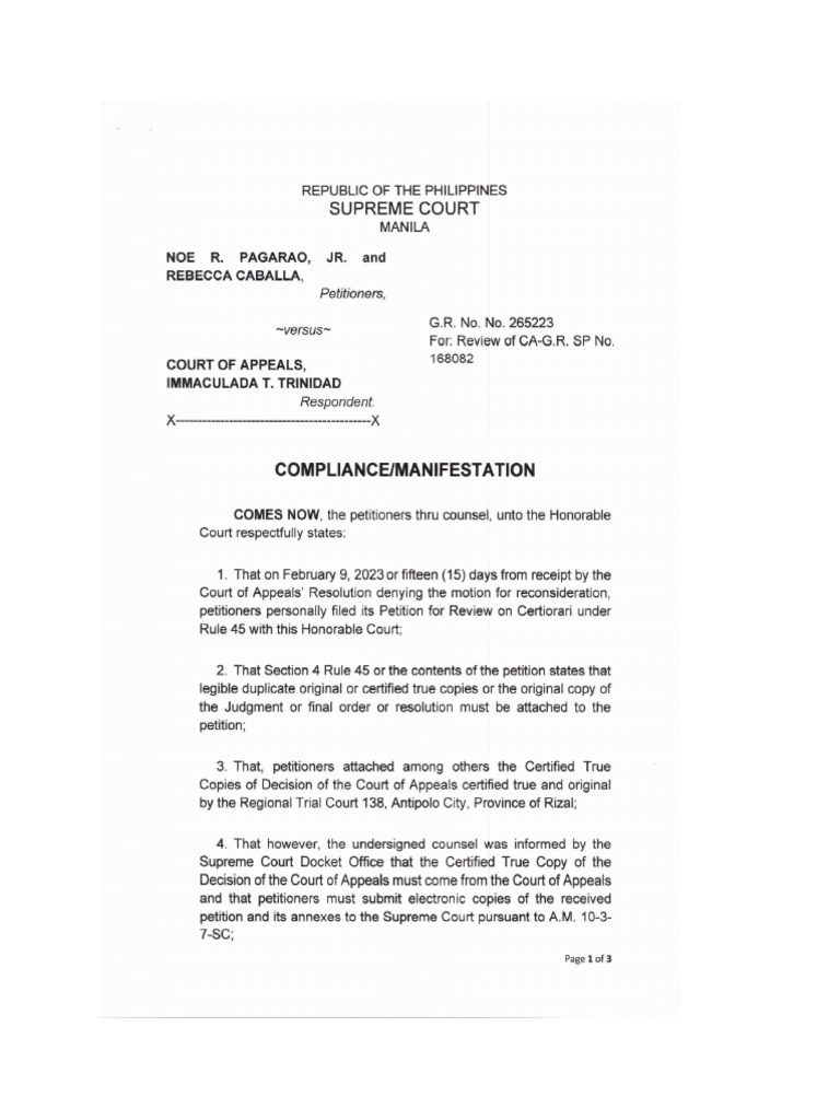Compliance Manifestation PDF | PDF