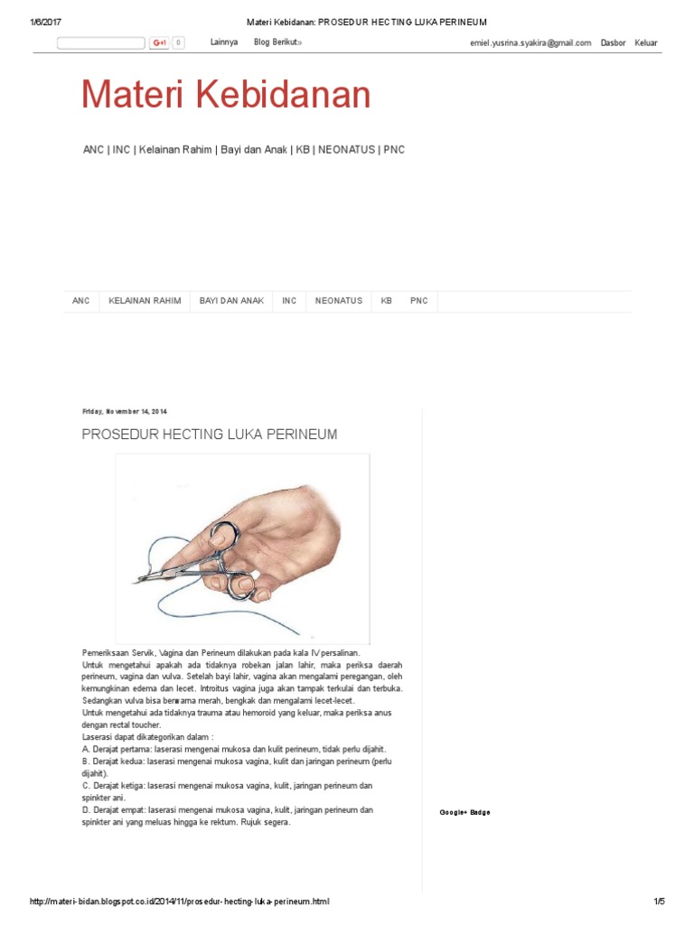 Prosedur Hecting Luka Perineum PDF | PDF