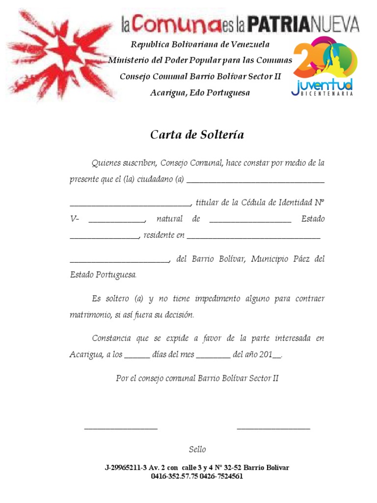 Carta de Soltería | PDF