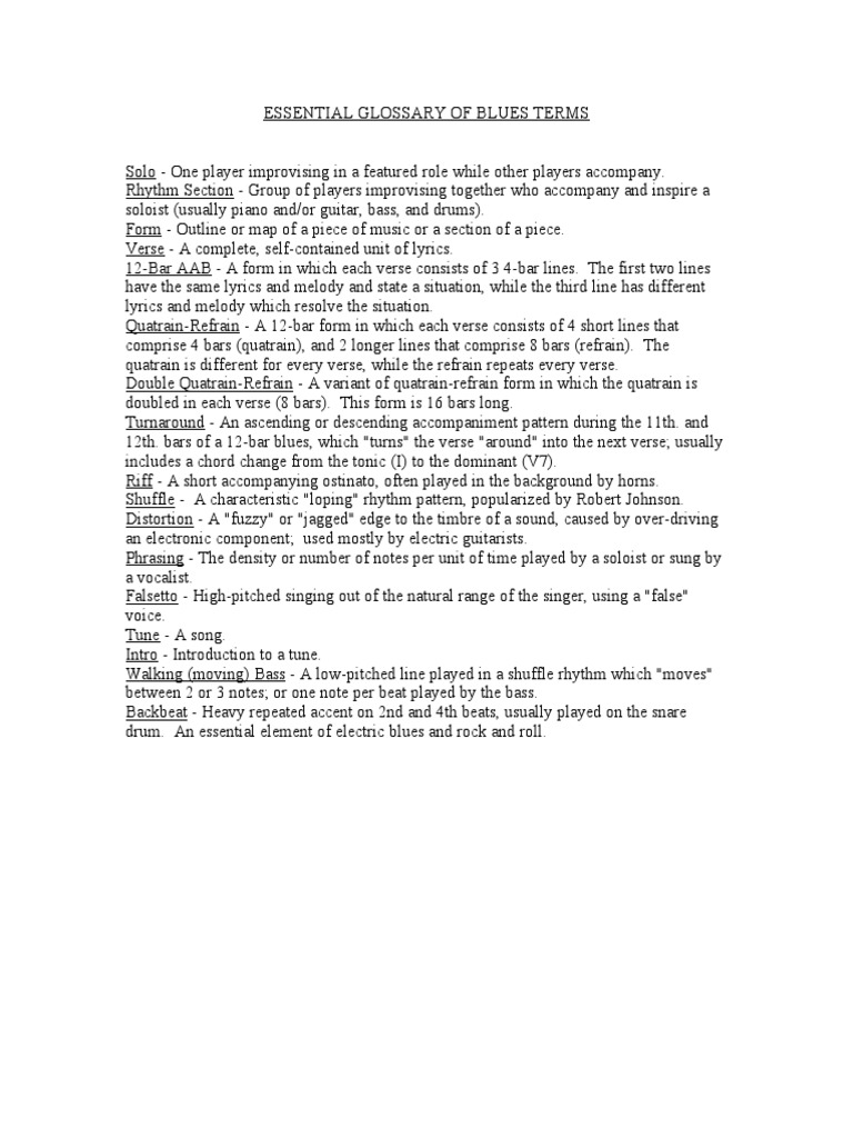 Blues Glossary | PDF