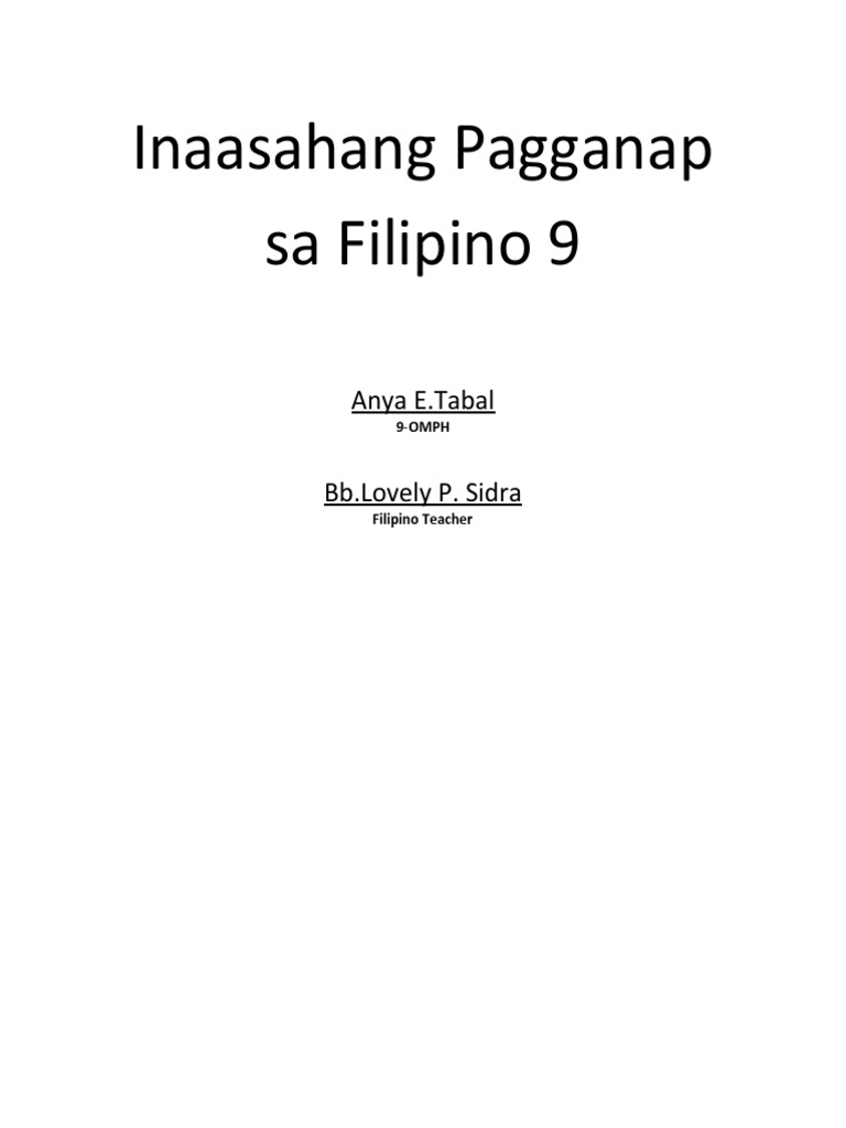 Inaasahang Pagganap Sa Filipino 9 | PDF