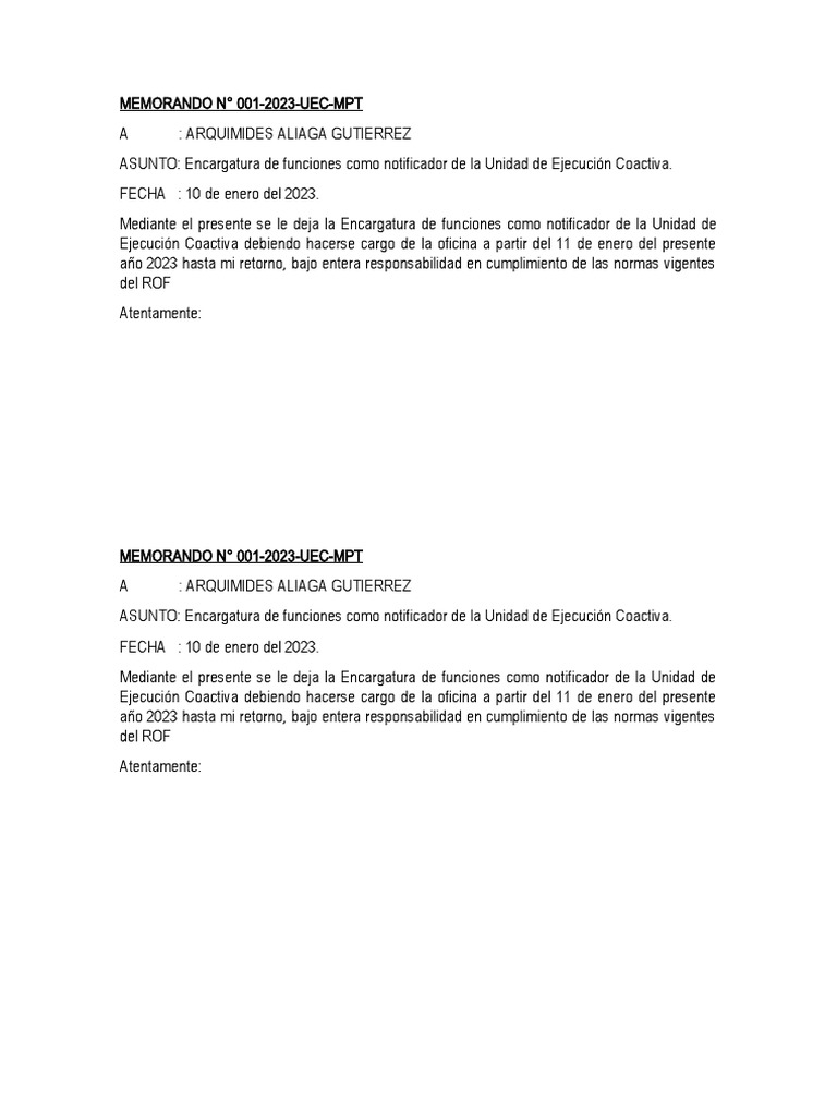 Memorandos 2023 | PDF