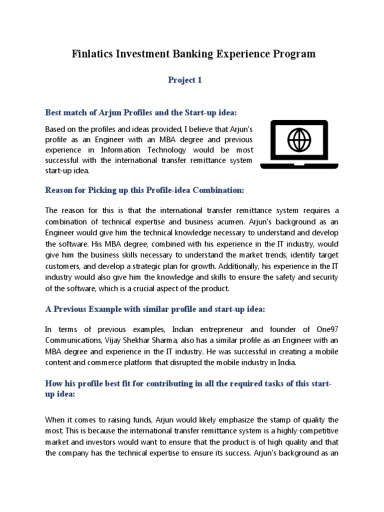 Finlatics Investment Banking Experience Program.docx | PDF