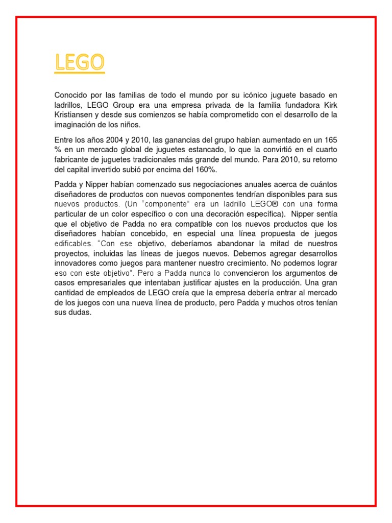 Caso LEGO Equipo2 | PDF