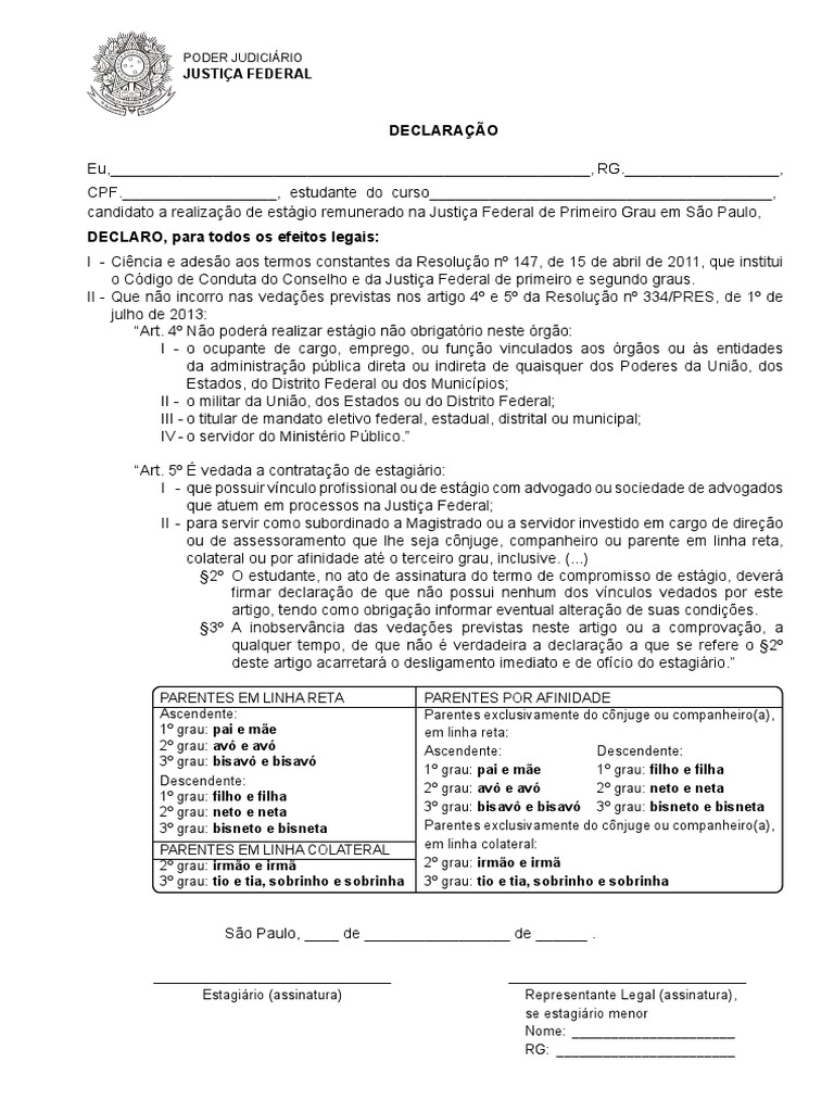 JFSP Declaracao Nepotismo | PDF