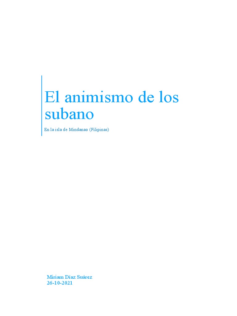 La Creencia Animista de Los Subano | PDF