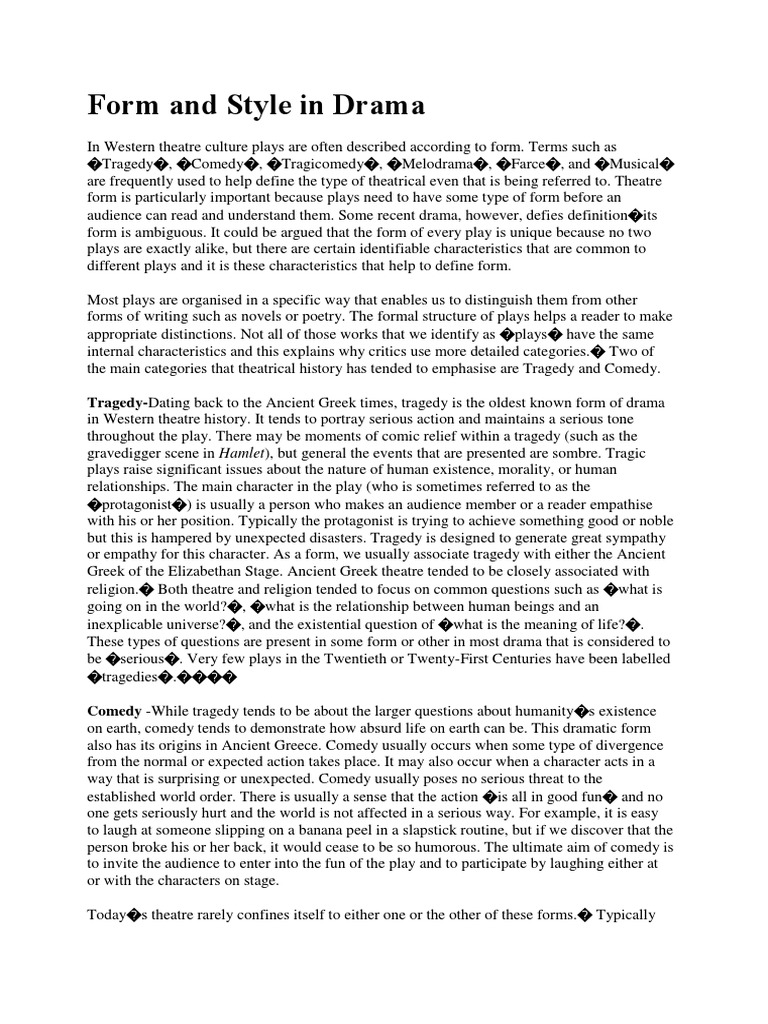 Understanding Drama: Forms and Styles | PDF