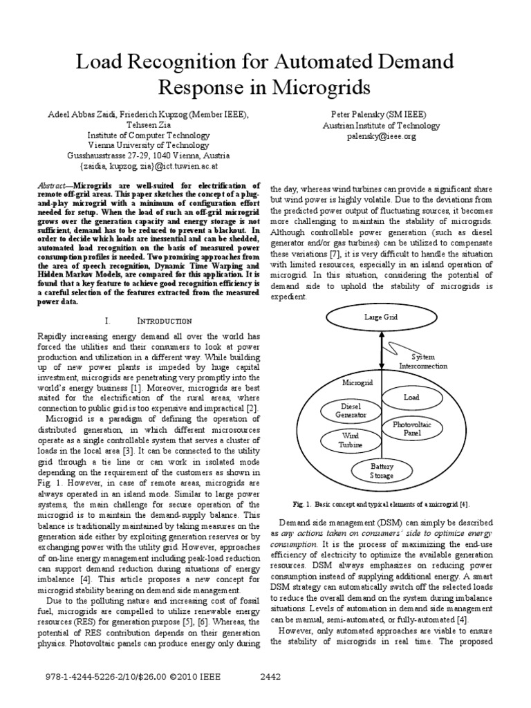 Load Recognition For Automated Demand Response in Microgrids | PDF | Distributed Generation ...