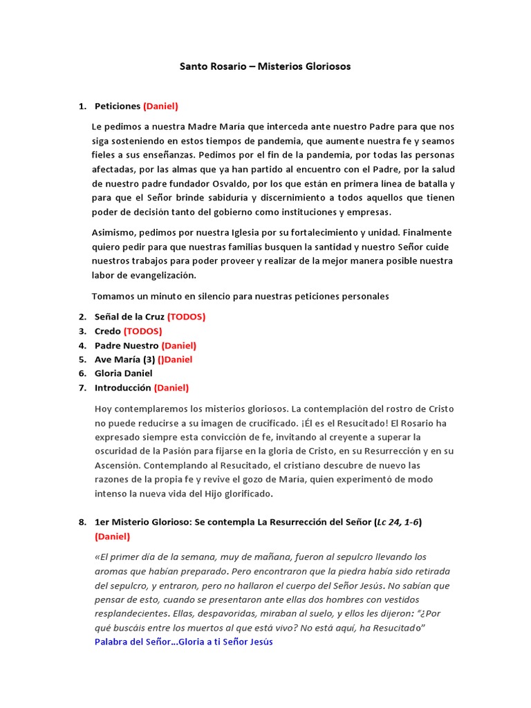 Misterios Gloriosos Ver3 Pdf Pdf María Madre De Jesús La