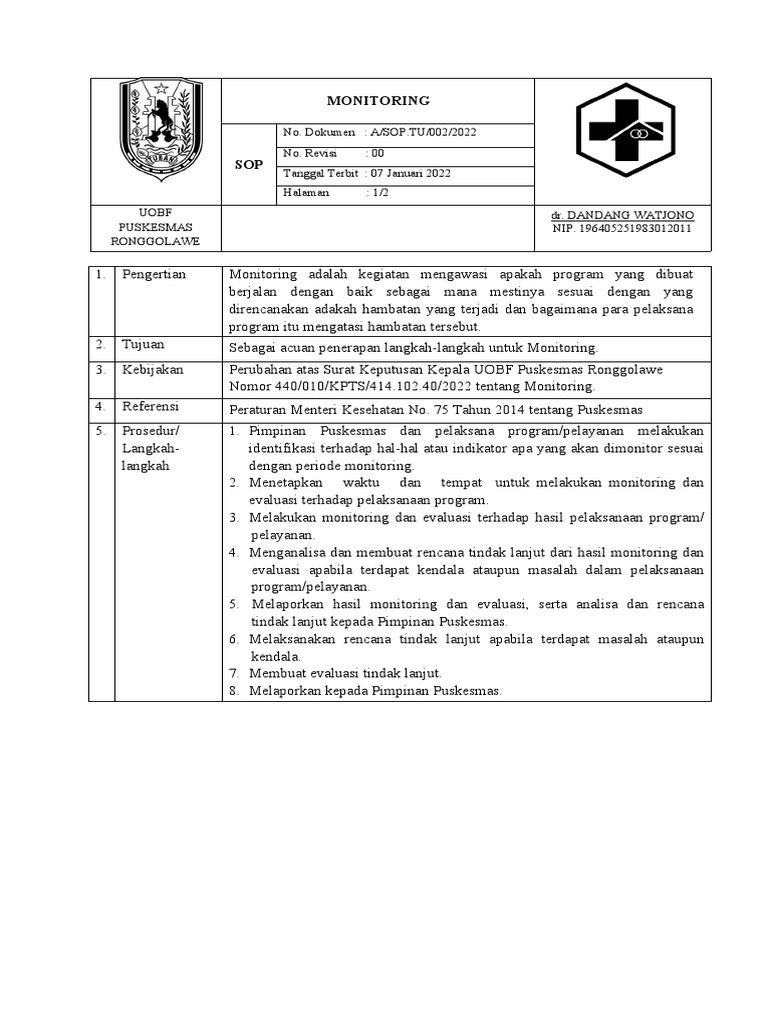 Contoh Sop Terbaru 2022 | PDF