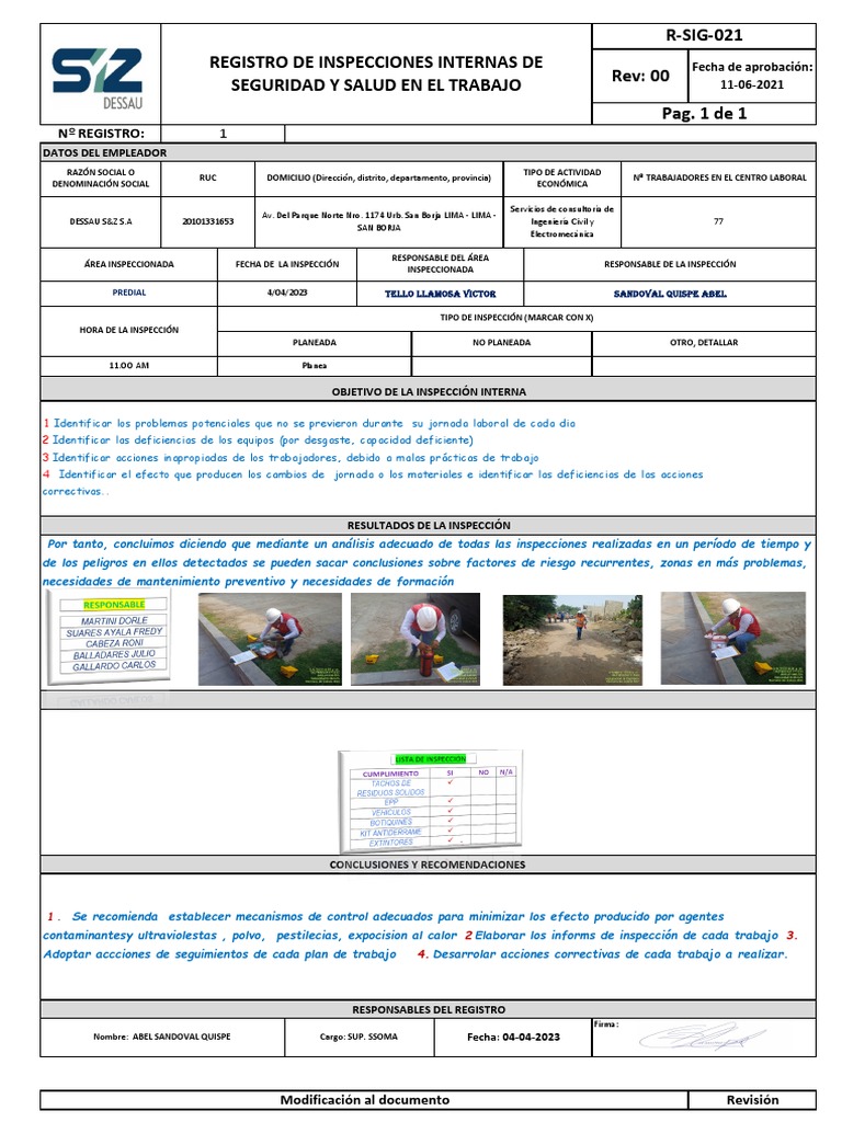 Inspecciones Internas de SST PDF | PDF
