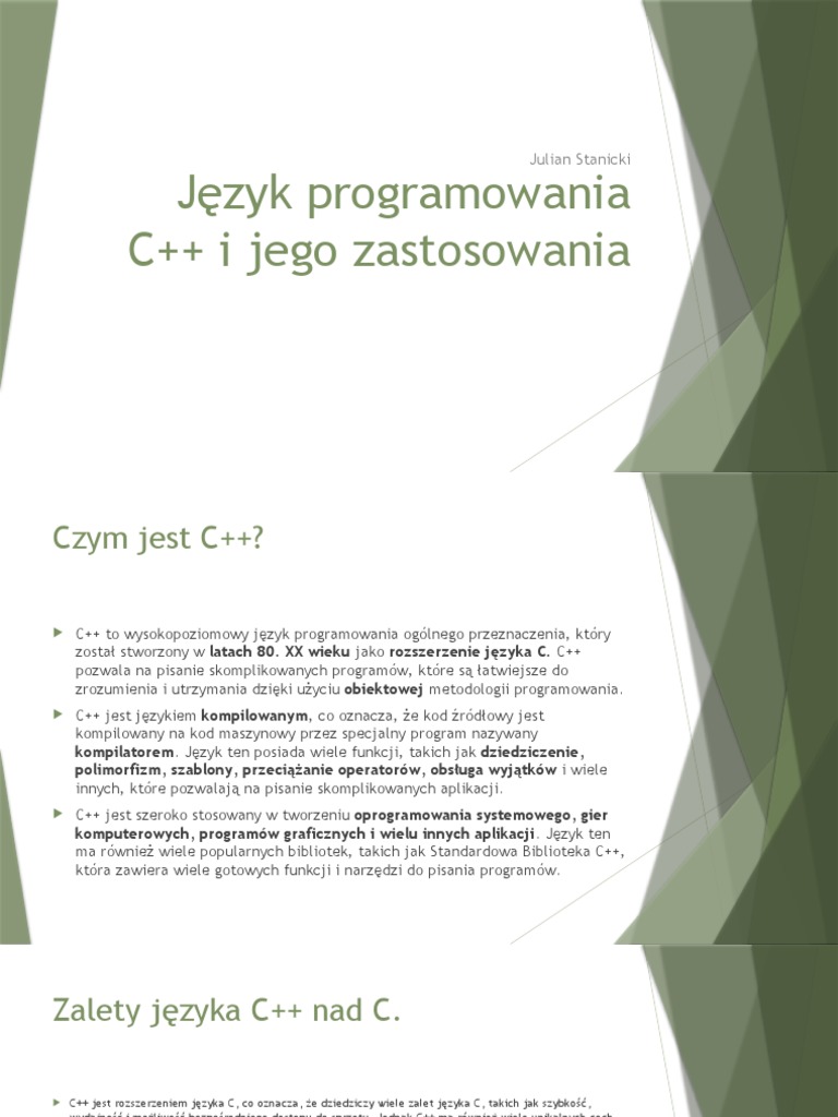 Język Programowania C++ - Prezentacja. | PDF