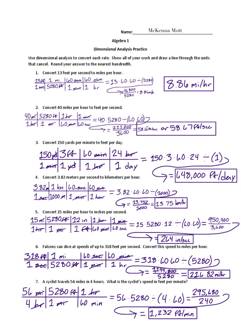 Dimensional Analysis Worksheet PDF | PDF | Science | Physical Quantities