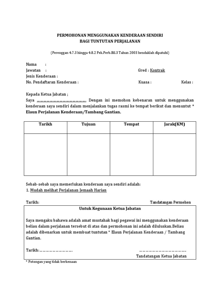 contoh borang tuntutan penggerak.doc | PDF
