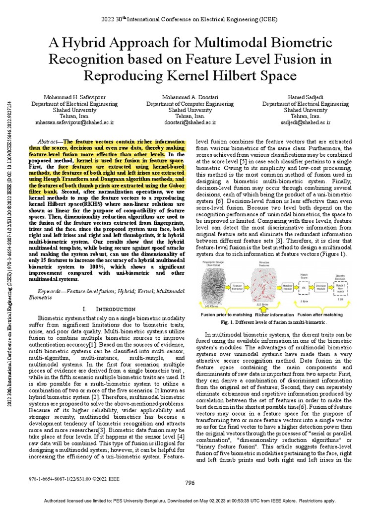 A Hybrid Approach For Multimodal Biometric Recognition Based On Feature Level Fusion In