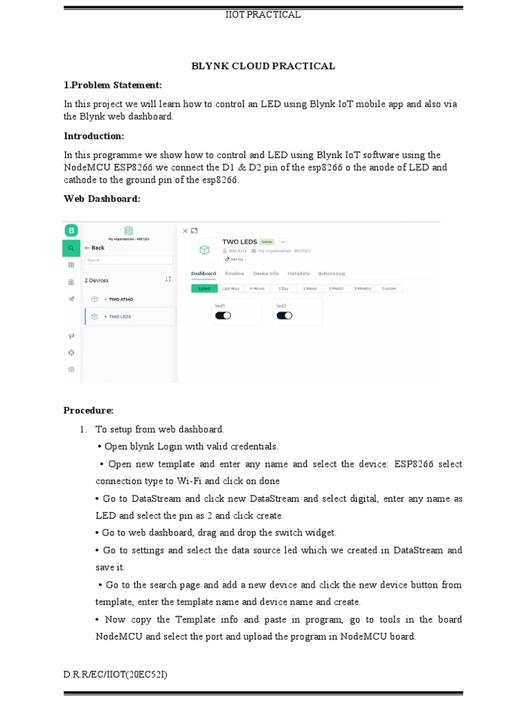 Blynk Cloud Practical | PDF | Internet Of Things | World Wide Web