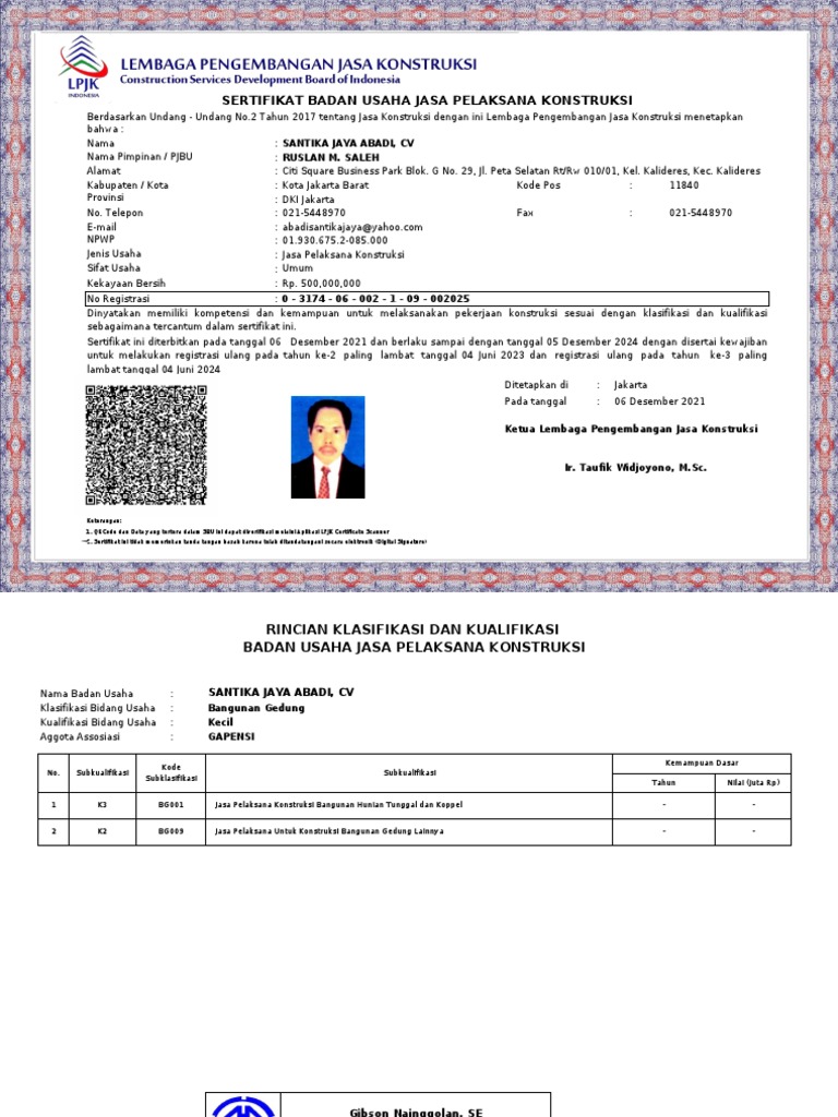 Sbu Gedung Cv. Santika Jaya Abadi (2021-2024) PDF | PDF