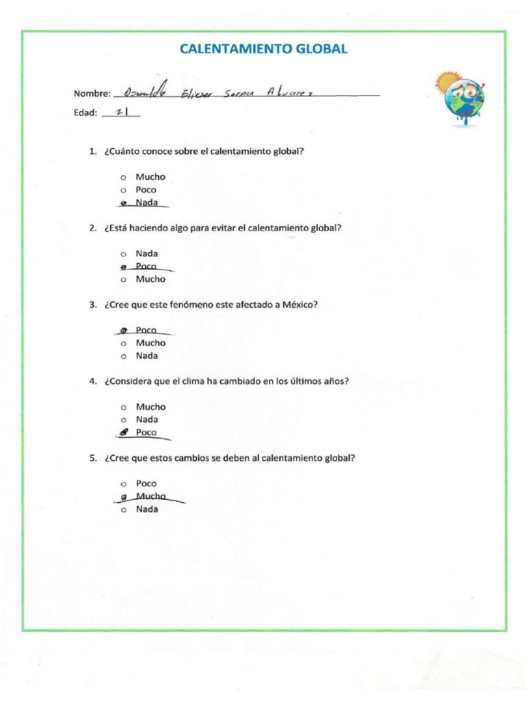 Encuesta - Calentamiento Global | PDF