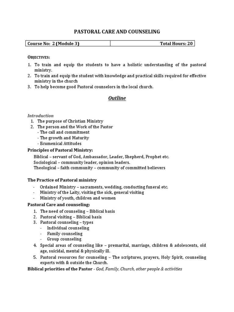 Pastoral Care & Counseling Course | PDF